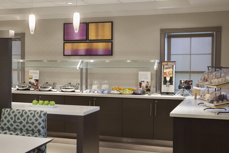 Breakfast buffet with hot and cold food options